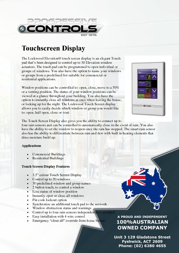 Elevation Electric Window Control System – Progressive Controls